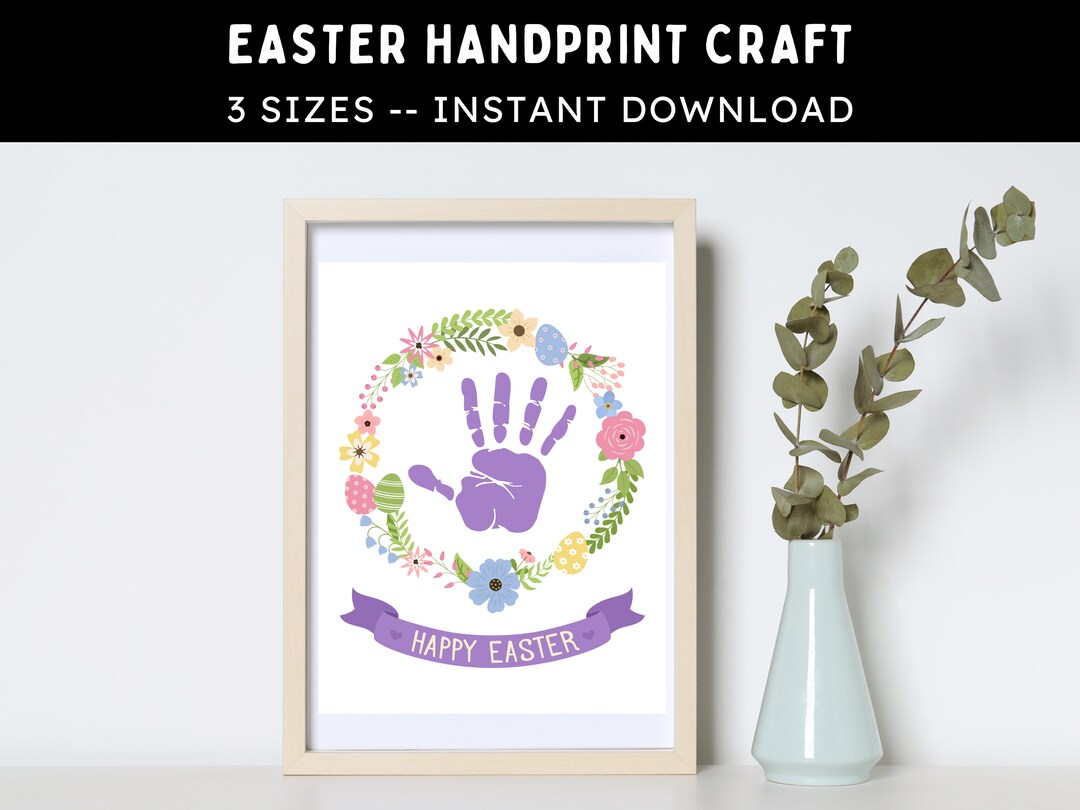 Easter Wreath Handprint Craft -- Printable DIY Art Activity for Kids ...