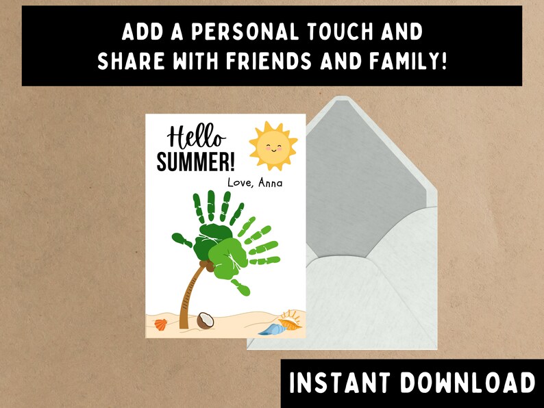 Summer Palm Tree Handprint Craft Printable DIY Summer Craft Activity ...