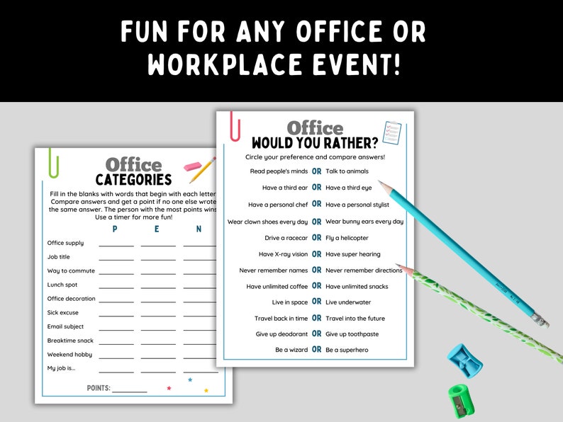 20 Office Party Games Bundle Printable Work Party Games Team Building ...