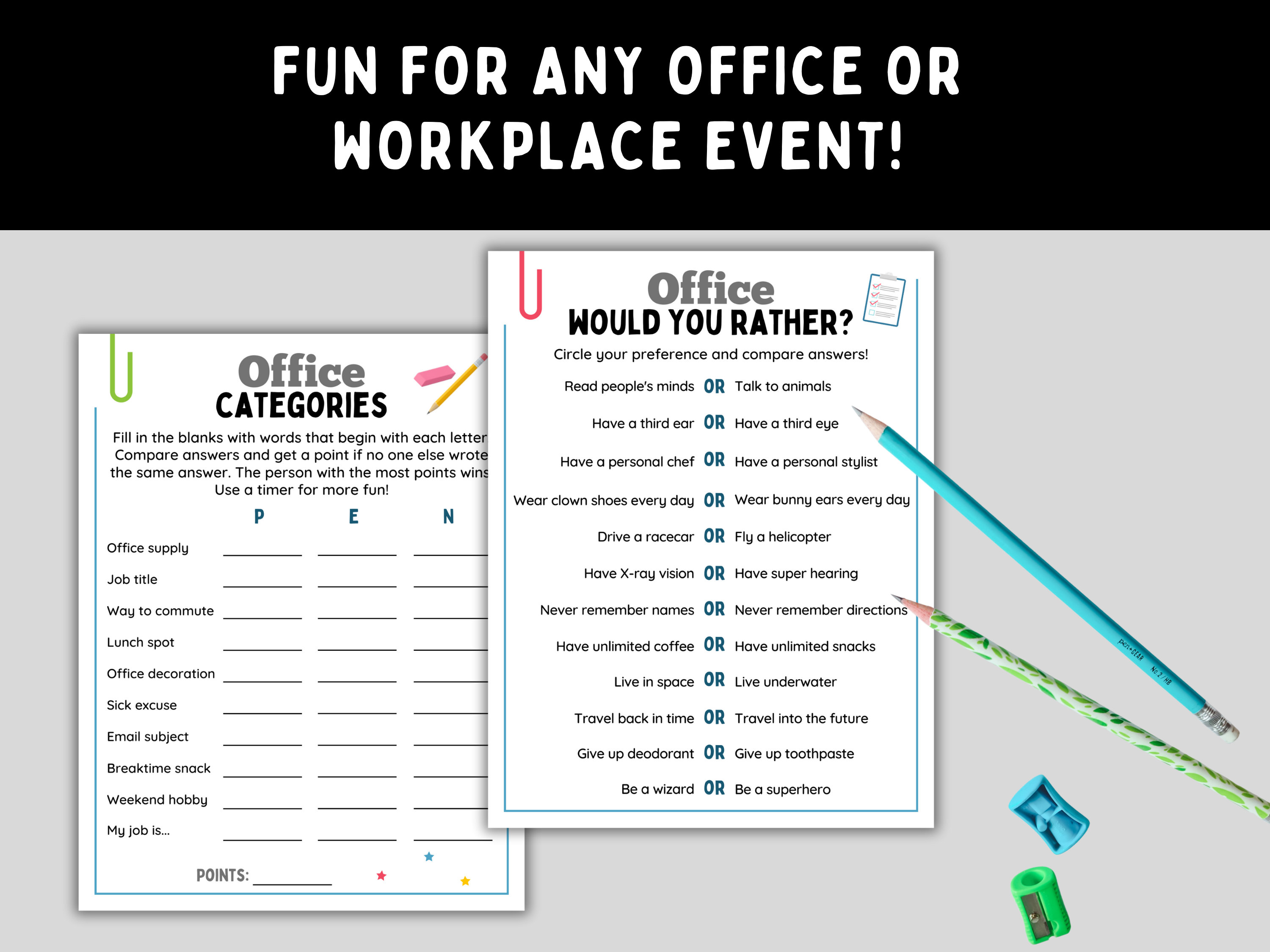 20 Office Party Games Bundle Printable Work Party Games Team Building ...