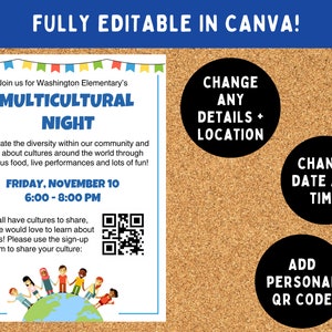 Multicultural Night Flyer for School & Community Events - Editable ...