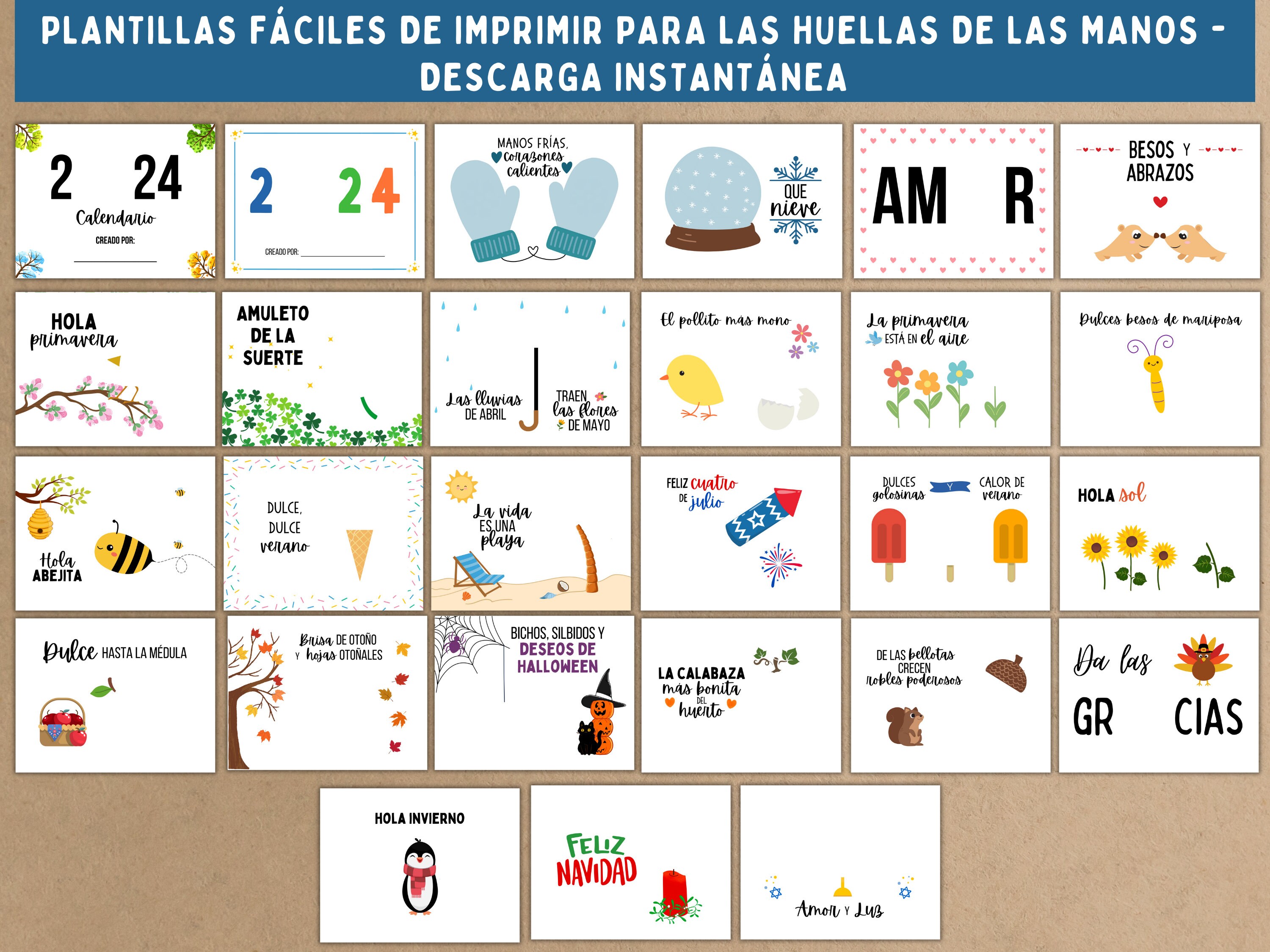 2025 Calendario De Huellas De Manos Spanish Handprint Calendar Arte Con ...