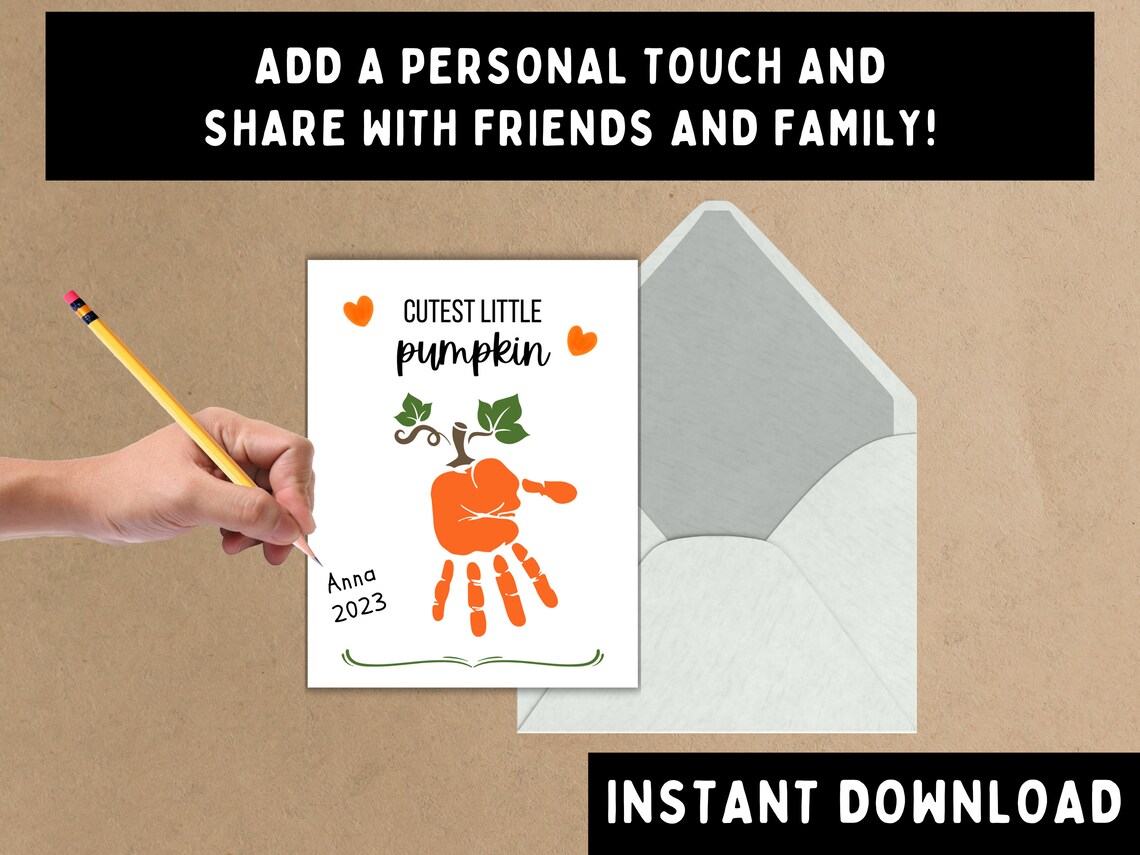 Pumpkin Handprint Craft Printable DIY Autumn Handprint Activity Fall ...