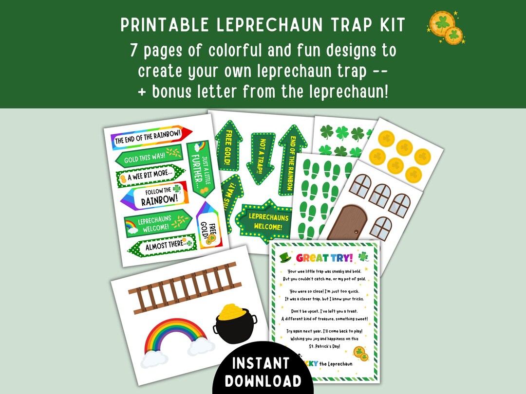 Leprechaun Trap Kit – DIY Printable St Patrick's Day Activity to Catch ...