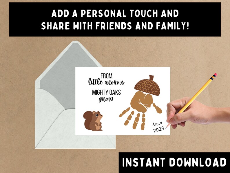 Fall Handprint Craft Printable DIY Autumn Handprint Activity Acorn ...