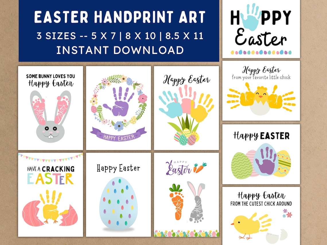 10 Easter Handprint and Footprint Craft Bundle Printable DIY Spring ...