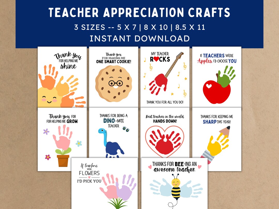 Teacher Appreciation Handprint and Fingerprint Craft Bundle ...