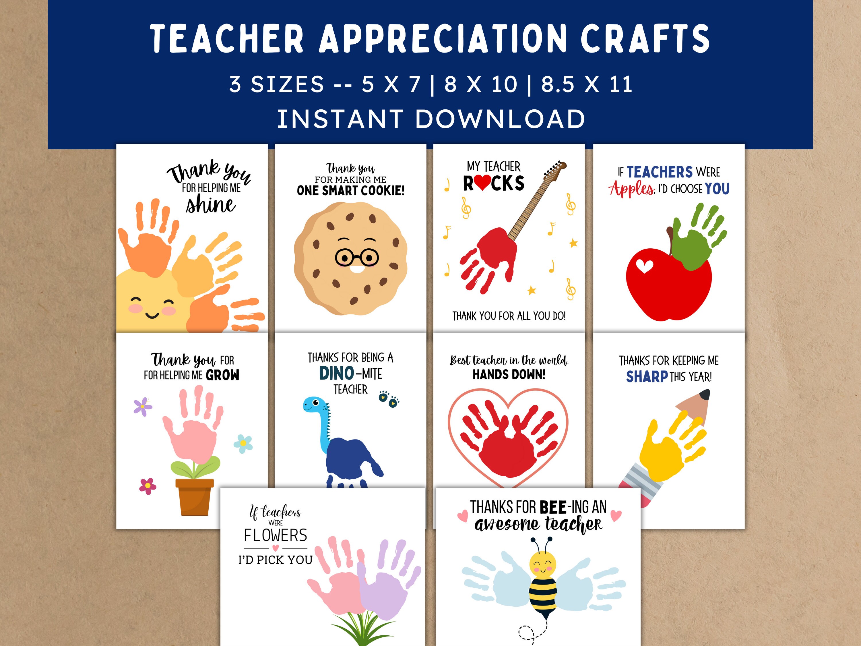 Teacher Appreciation Handprint and Fingerprint Craft Bundle Printable ...