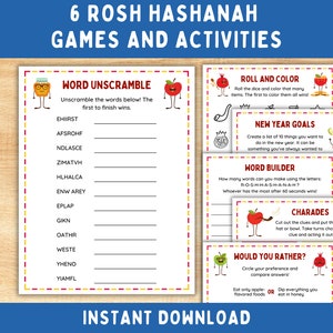 6 Rosh Hashanah Games -- Printable Jewish New Year Activities -- Rosh ...