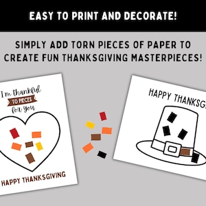 Thanksgiving Cut and Paste Paper Crafts -- Printable Torn Paper Art ...
