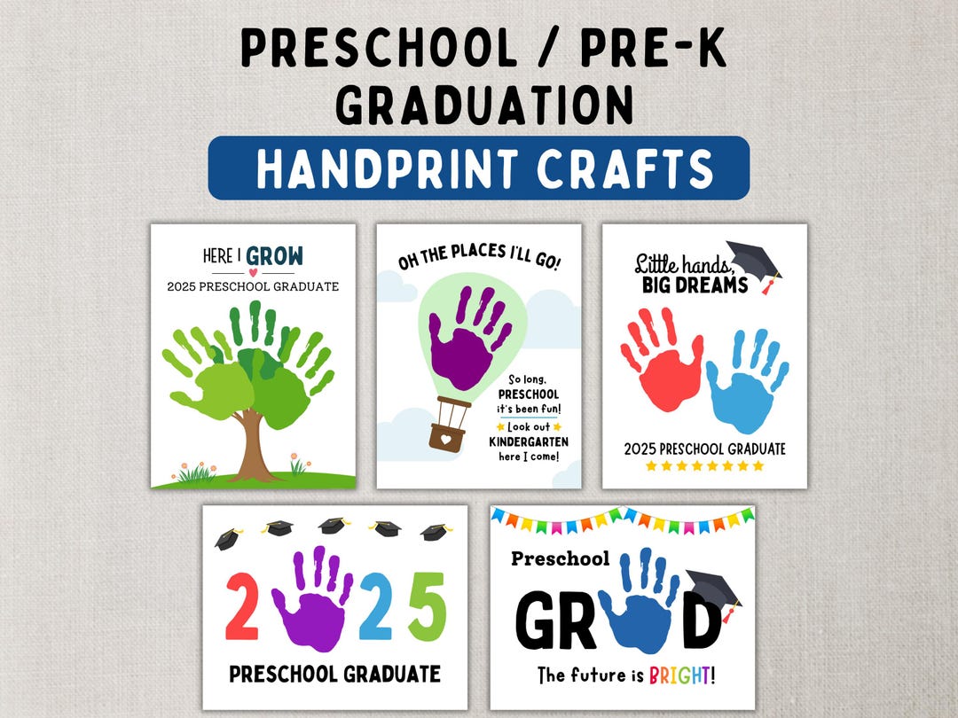 Preschool / Pre-k Graduation Handprint Craft Bundle -- Printable DIY ...