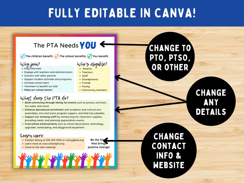 PTA / PTO Flyer Editable Canva Template Pto/pta Membership Flyer Pta ...