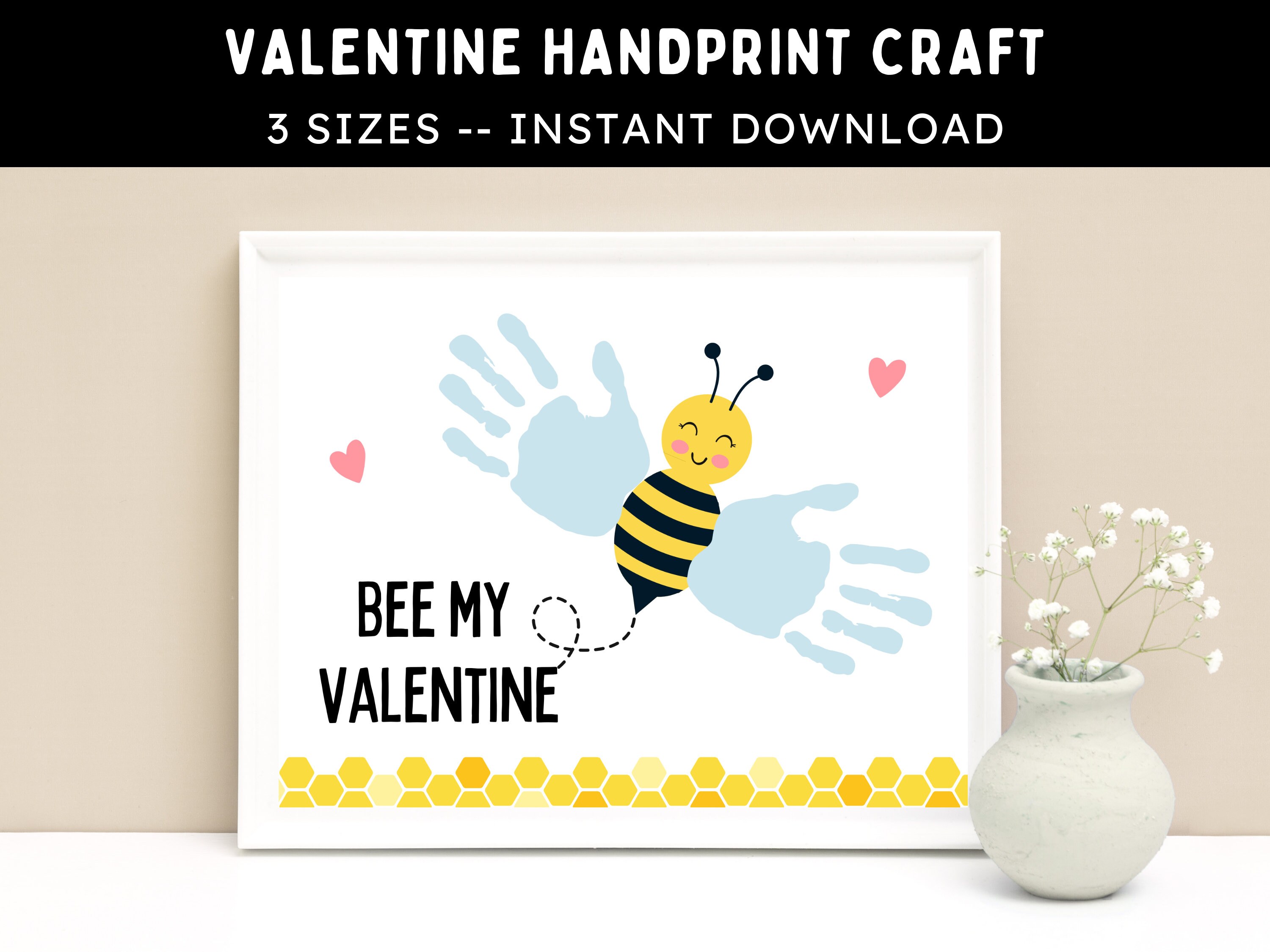 Valentine's Day Bee Handprint Craft -- Printable Activity for Kids ...