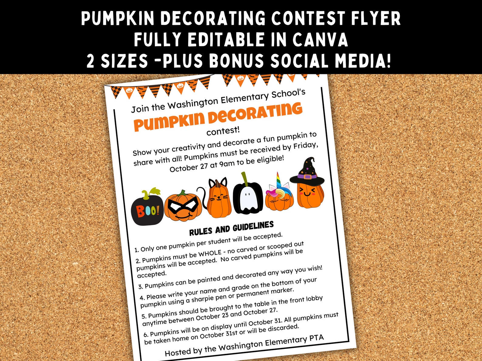 Pumpkin Decorating Contest - Editable Canva Template for Pumpkin ...