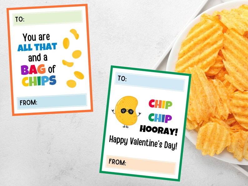 Potato Chip Classroom Valentine Cards -- Printable School and Party ...
