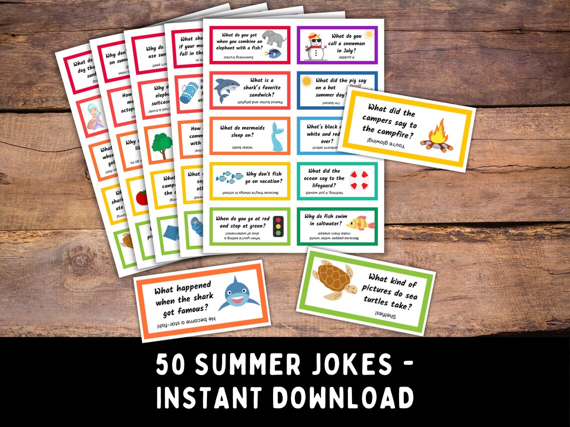 50 Summer Jokes for Kids Printable Lunchbox Jokes Camp Lunchbox Notes ...