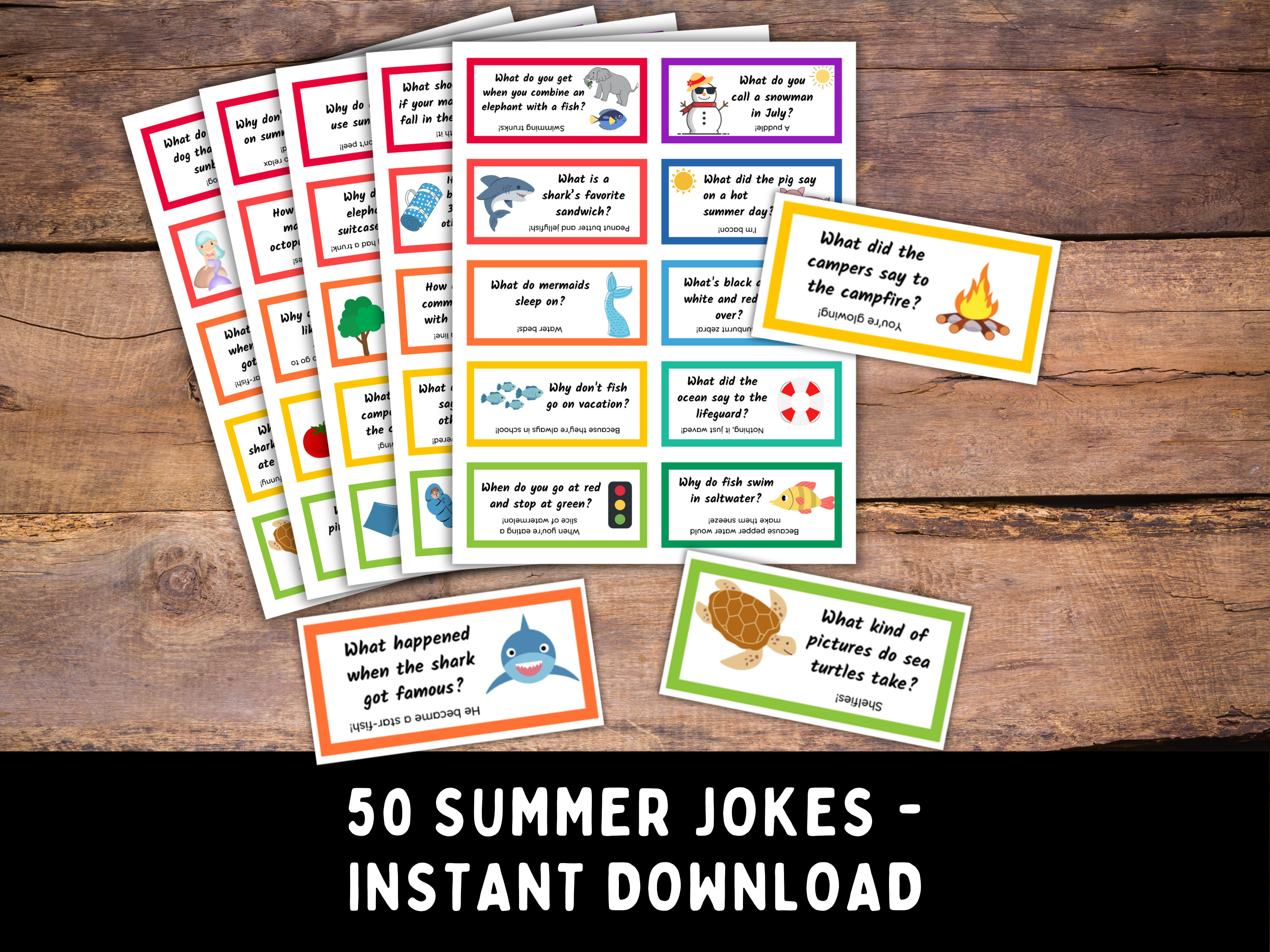 50 Summer Jokes for Kids Printable Lunchbox Jokes Camp Lunchbox Notes ...