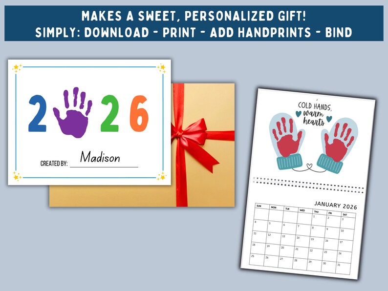 2026 Printable Handprint Calendar Craft - DIY Keepsake and Gift From ...