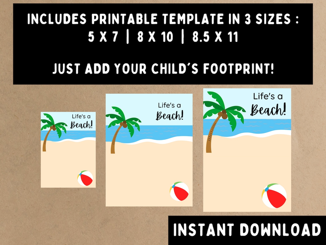 Summer Beach Footprint Craft Printable DIY Summer Craft Activity ...