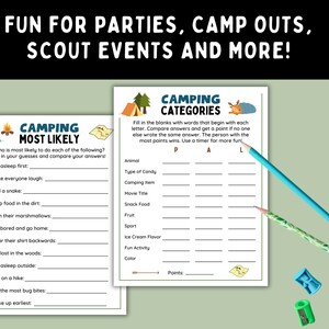 Camping-themed Party Games, Printable Camp Games, Camp Bunk Games ...