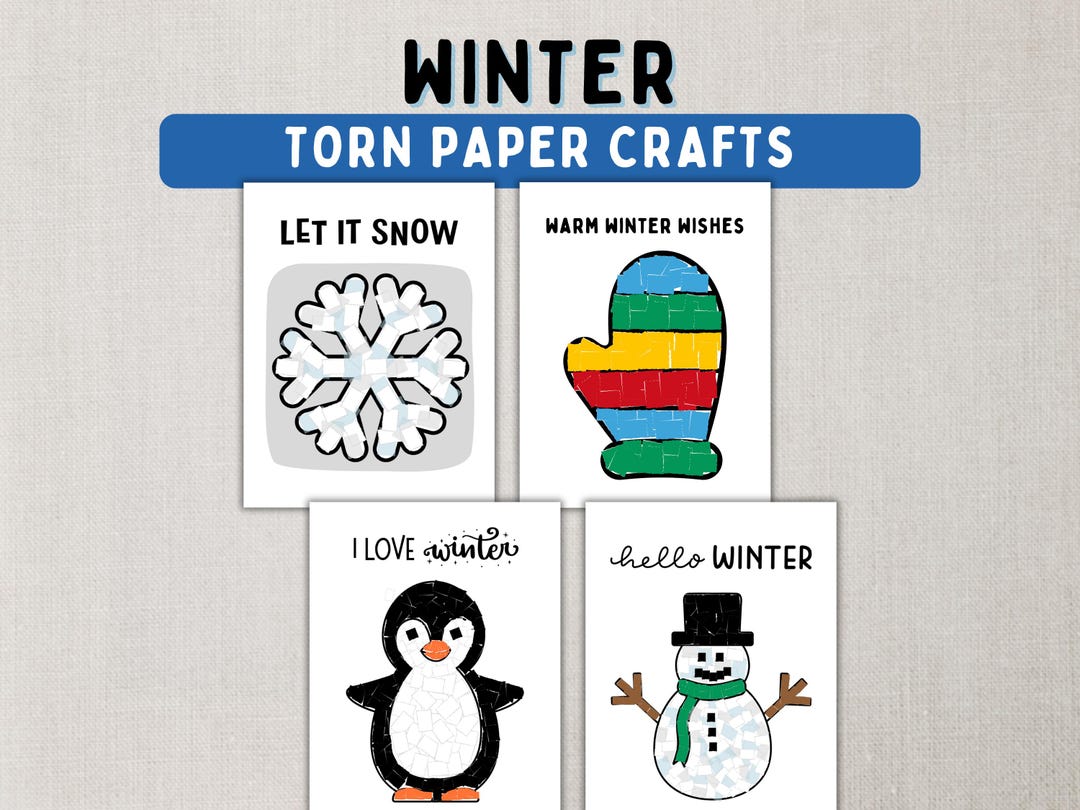 Winter Cut and Paste Paper Crafts -- Printable Torn Paper Art ...