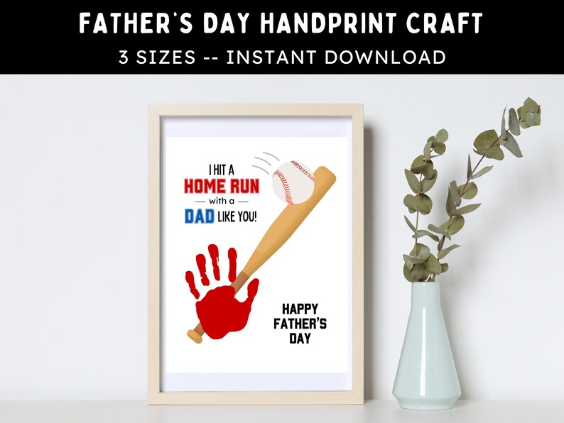 Father's Day Baseball Handprint Craft Printable DIY Handprint Activity ...