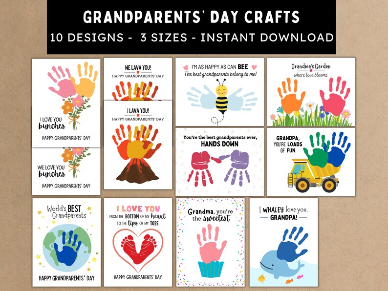 Grandparents' Day Handprint Craft Bundle Printable DIY Craft Activities ...