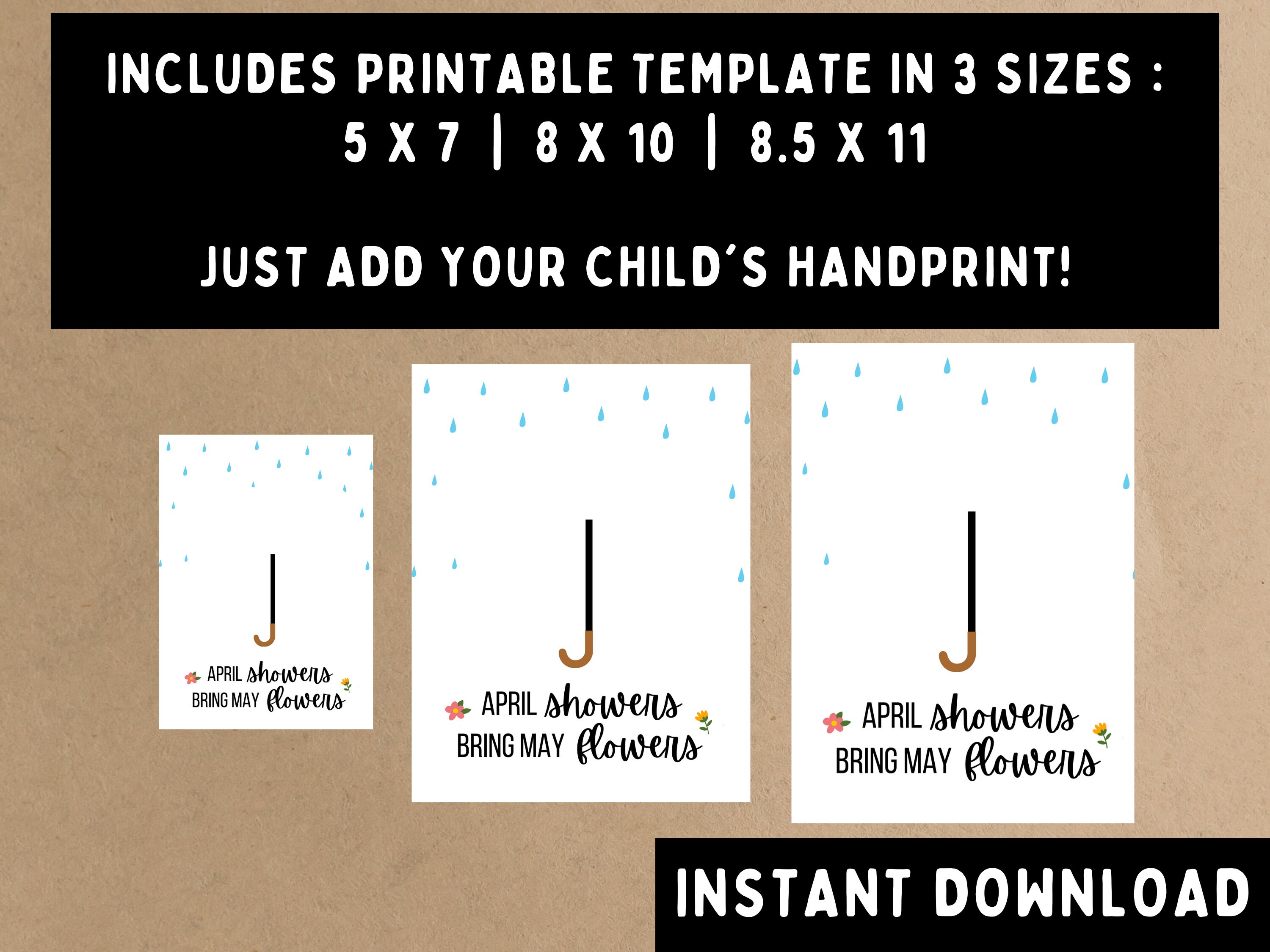 Spring April Showers Handprint Craft Printable DIY Spring Craft ...