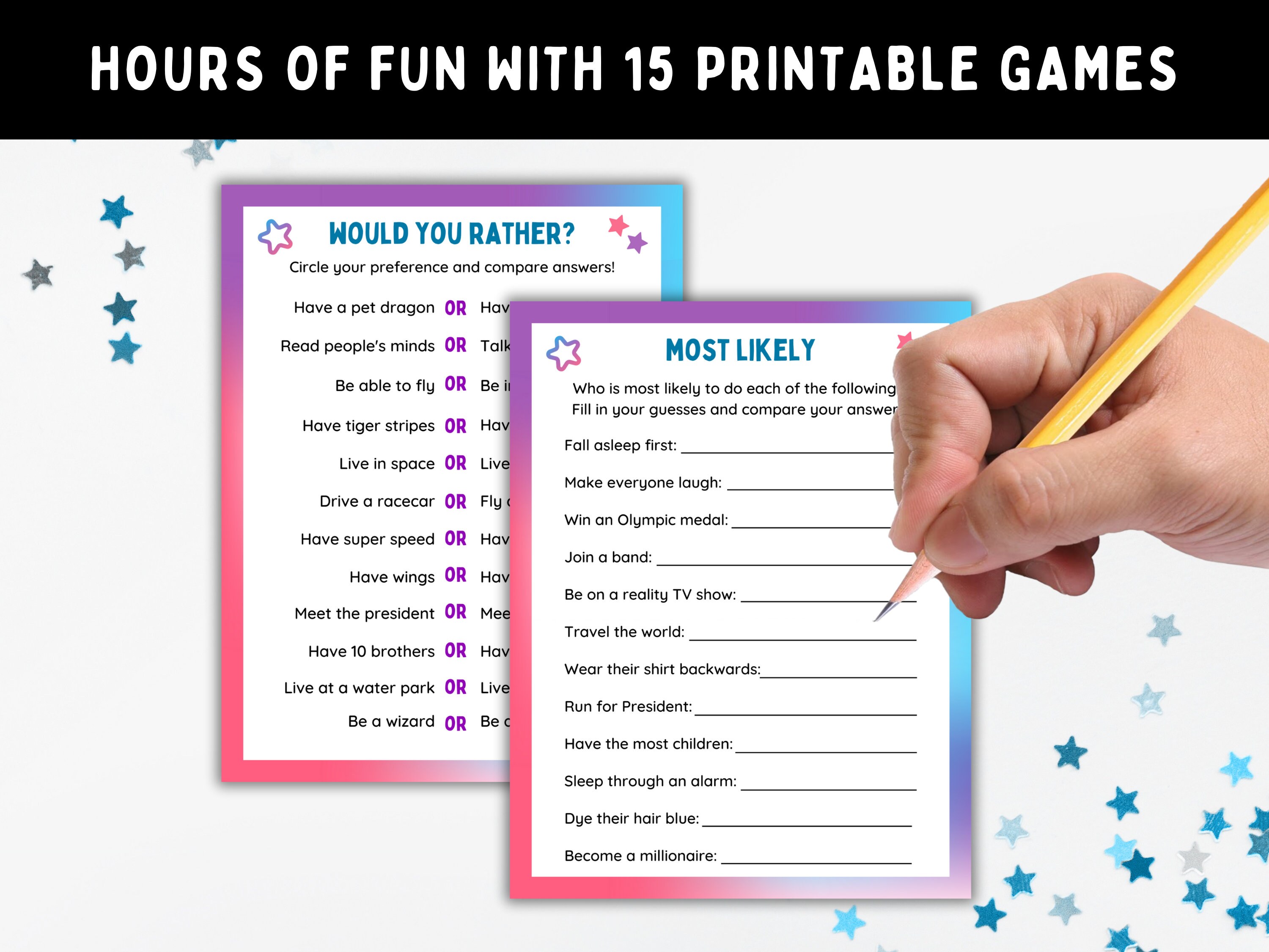 Kids Party Games, Printable Sleepover Games, Birthday Party Games, Kids ...