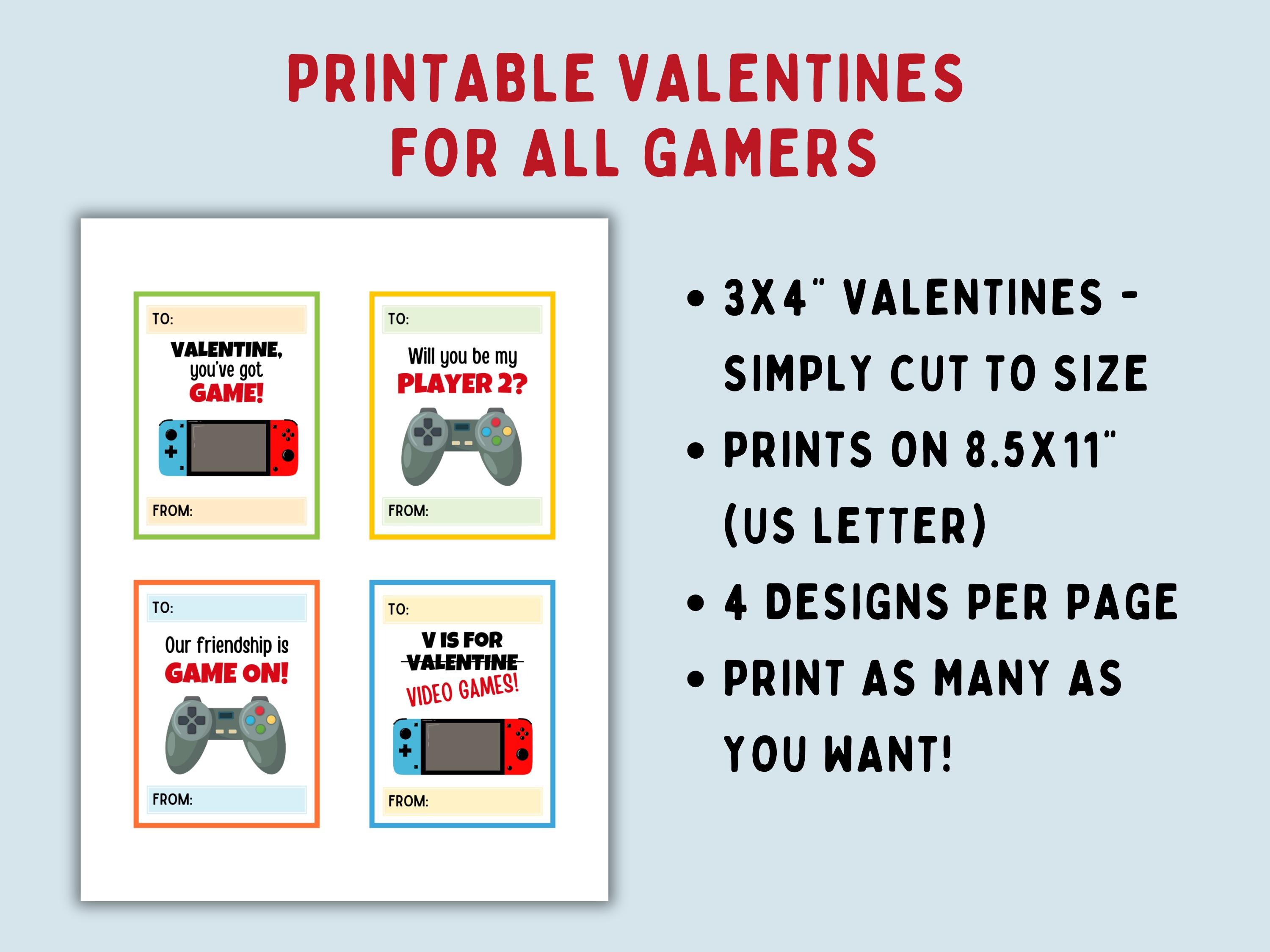 Video Game Classroom Valentine Cards -- Printable School and Party ...