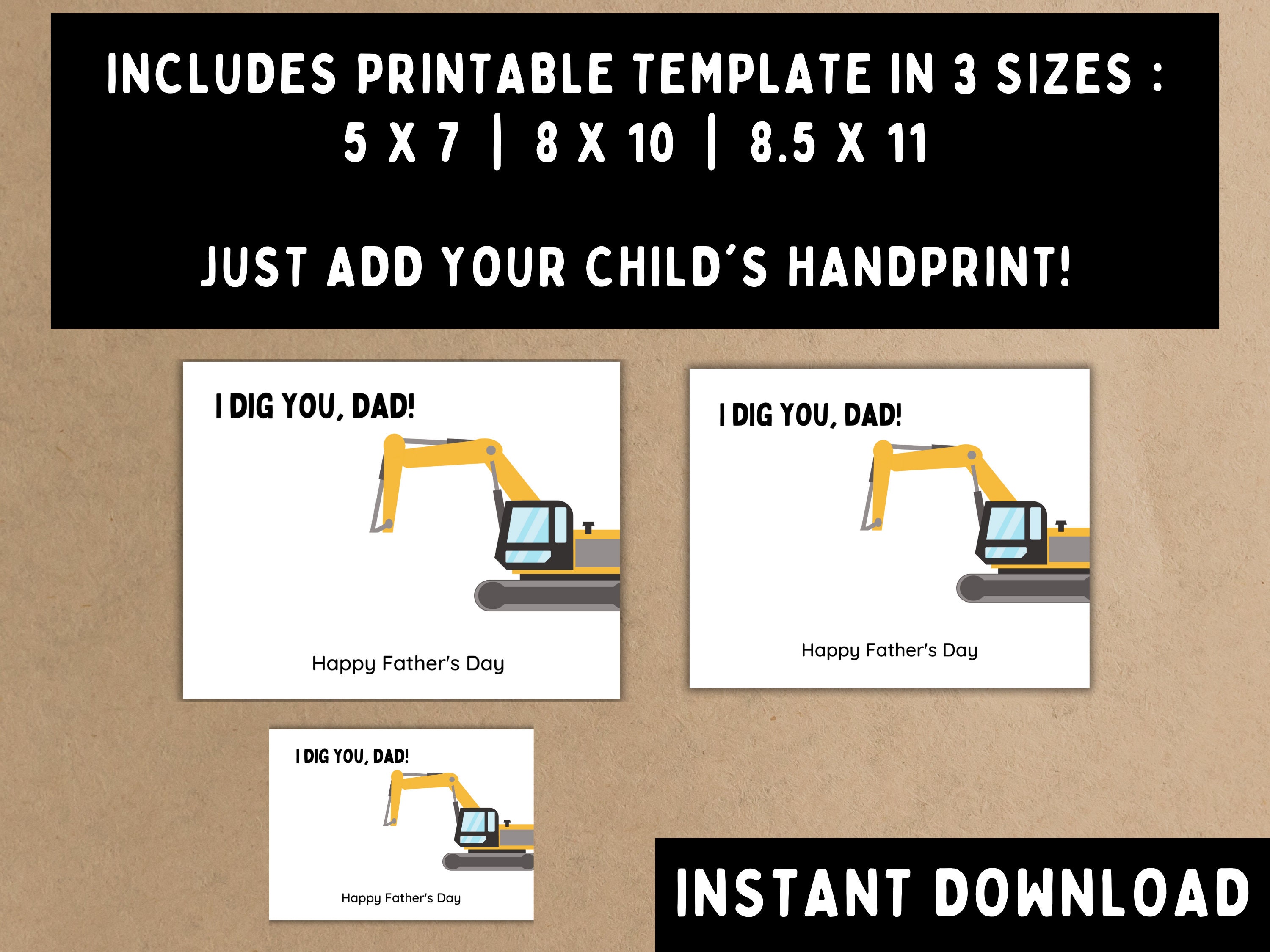 Father's Day Construction Truck Handprint Craft Printable DIY Handprint ...