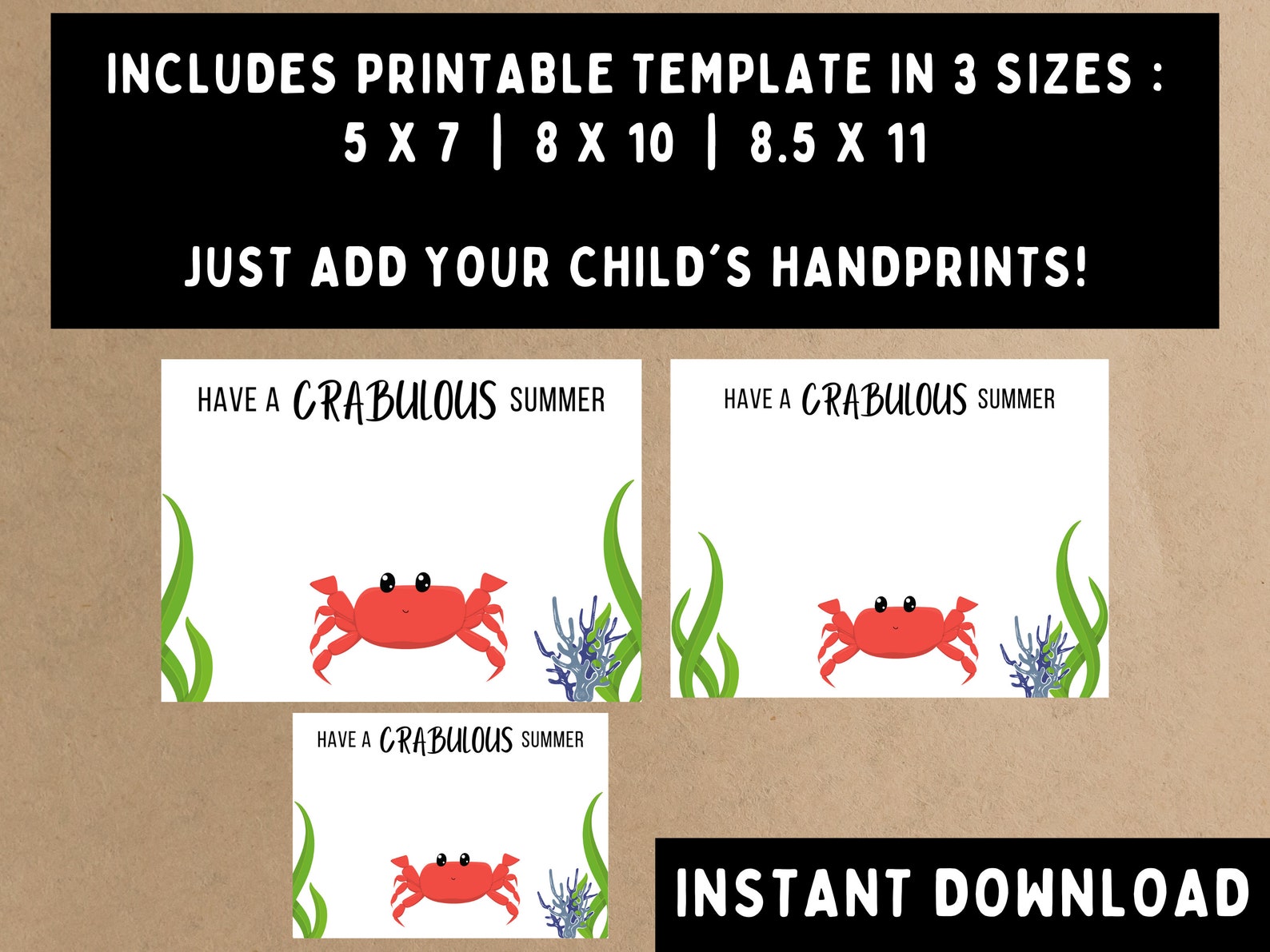 Summer Crab Handprint Craft Printable DIY Summer Craft Activity ...