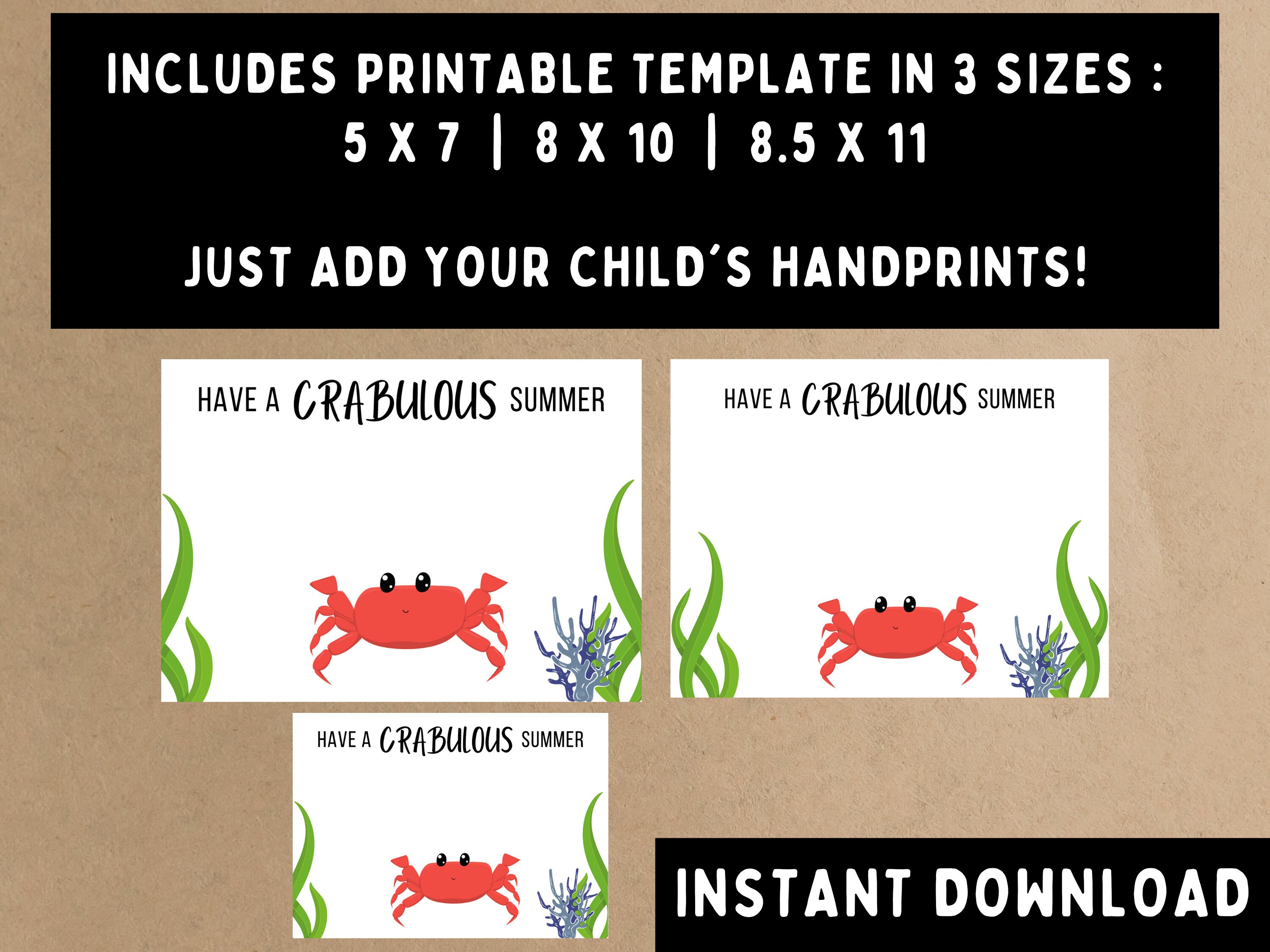 Summer Crab Handprint Craft Printable DIY Art Activity for Kids ...