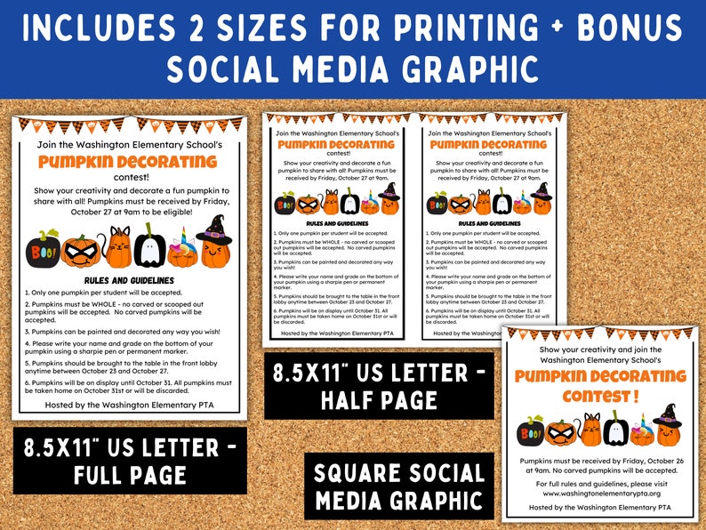 Pumpkin Decorating Contest - Editable Canva Template for Pumpkin ...