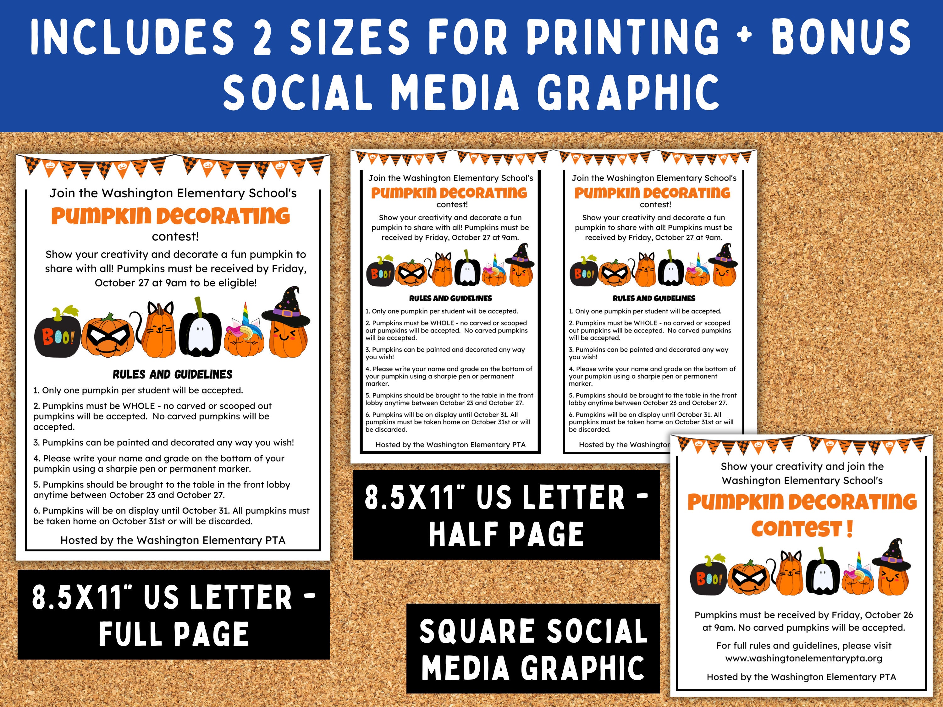 Pumpkin Decorating Contest - Editable Canva Template for Pumpkin ...