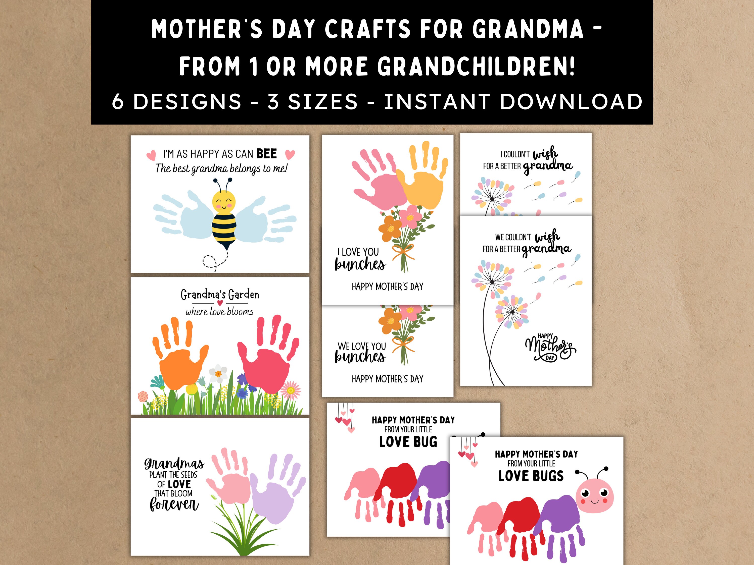 Mother's Day for Grandma Handprint Craft Bundle Printable DIY Craft ...