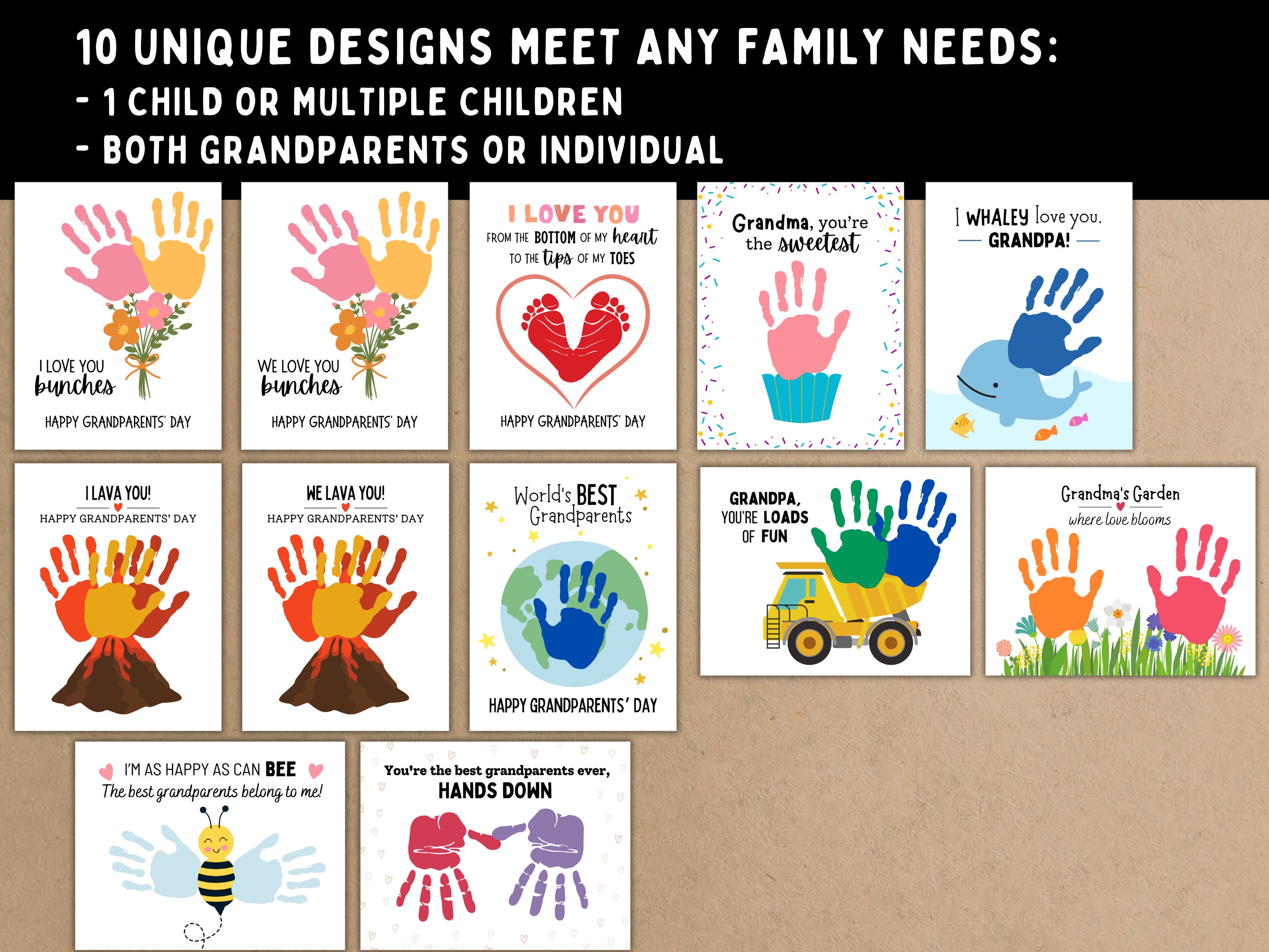Grandparents' Day Handprint Craft Bundle Printable DIY Craft Activities ...