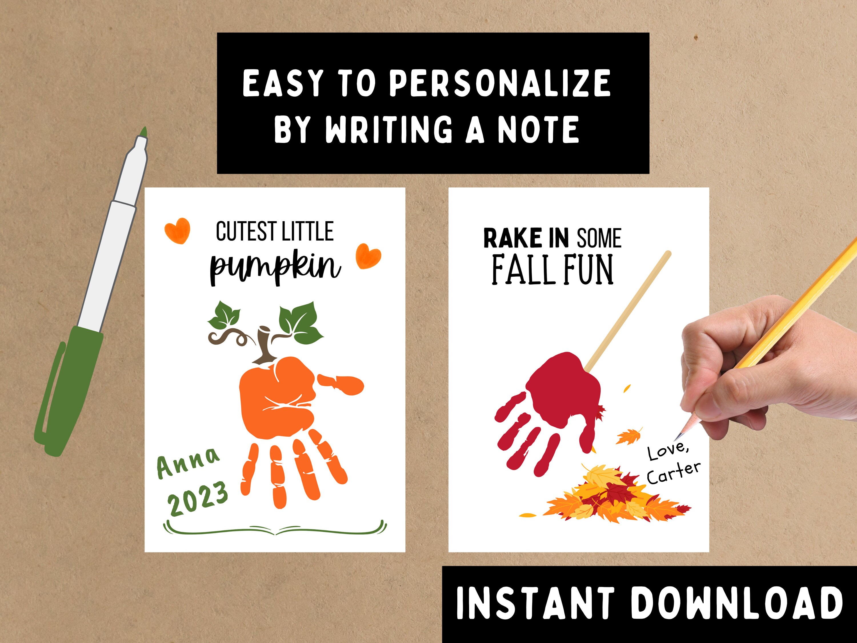 Fall Handprint and Footprint Craft Bundle -- Printable DIY Autumn Craft ...