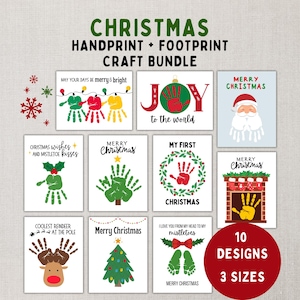 10 Christmas Handprint & Footprint Craft Bundle -- Printable DIY ...