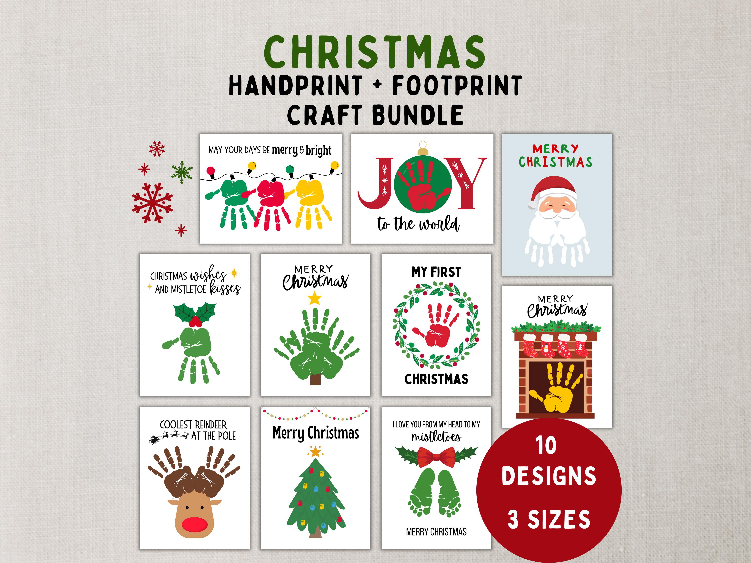 10 Christmas Handprint & Footprint Craft Bundle -- Printable DIY ...
