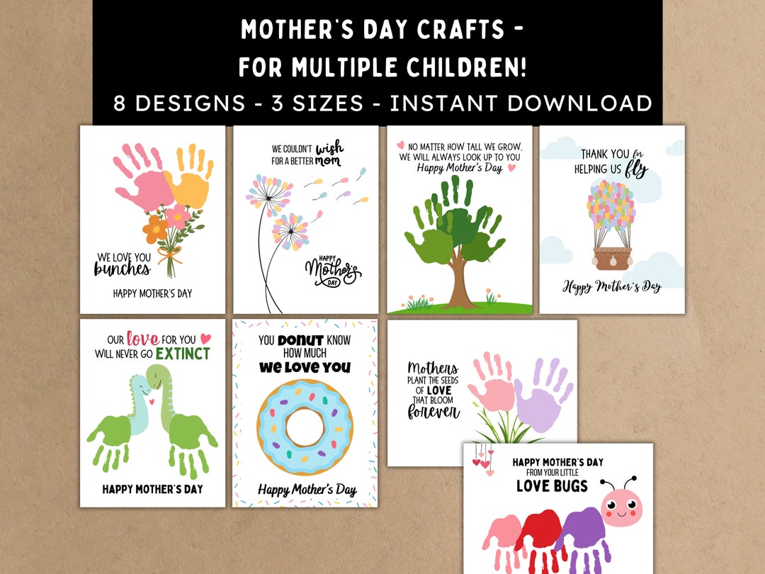 Multiple Children Mother's Day Handprint and Fingerprint Craft Bundle ...
