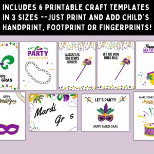 Mardi Gras Handprint, Footprint & Fingerprint Craft Bundle - Printable ...