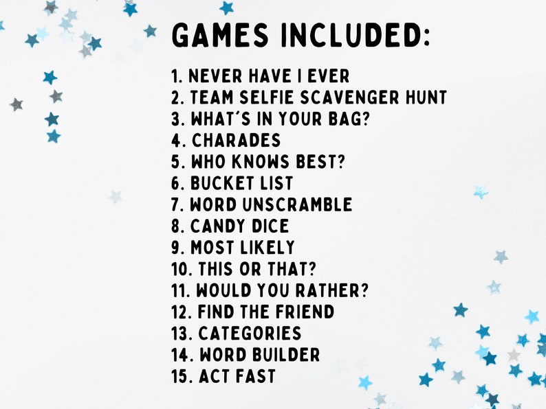 Kids Party Games, Printable Sleepover Games, Birthday Party Games, Kids ...