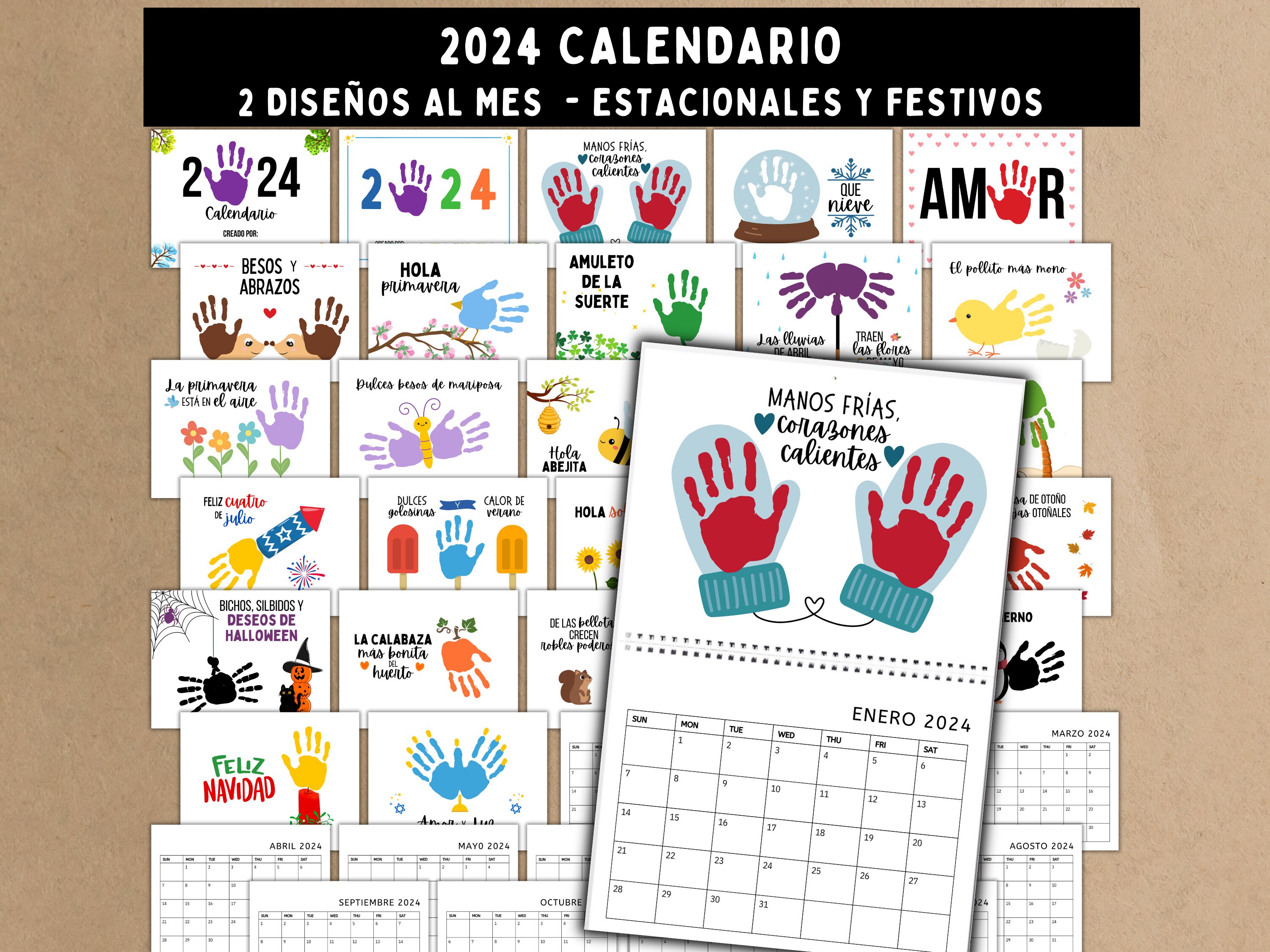 2025 Calendario De Huellas De Manos Spanish Handprint Calendar Arte Con ...