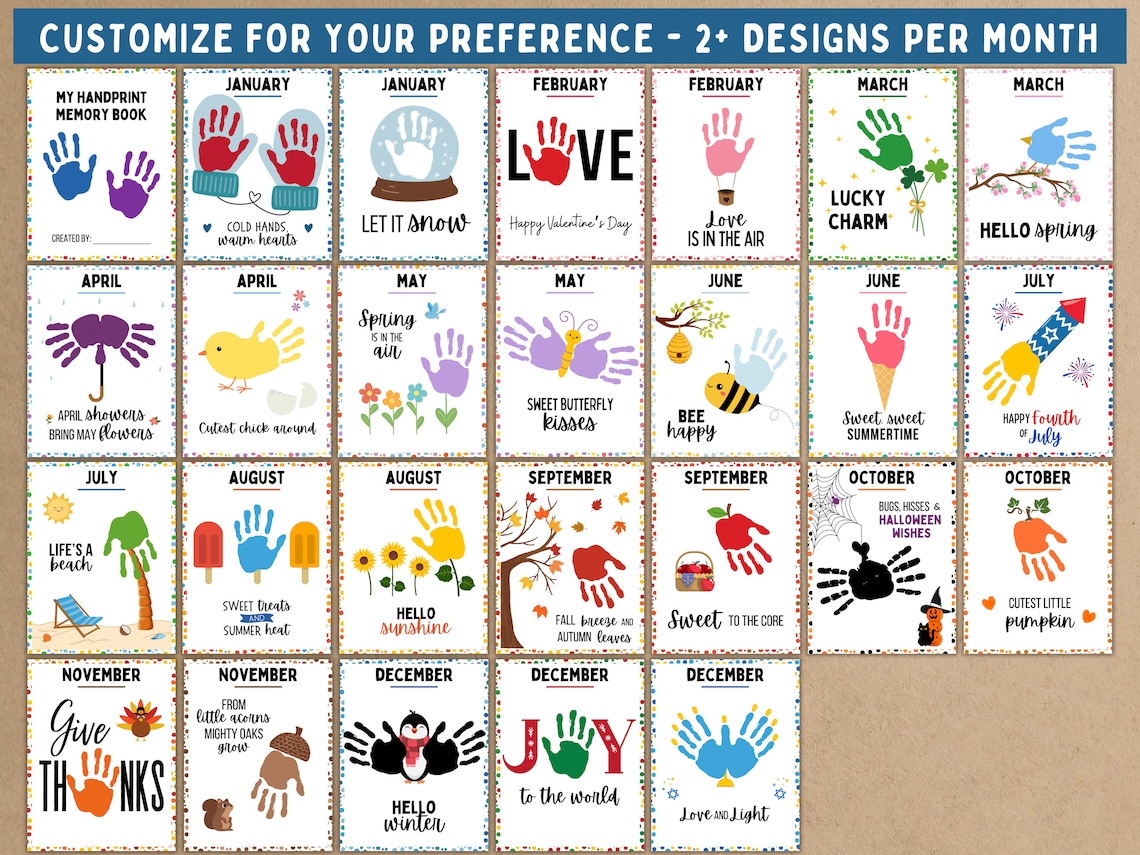 Handprint Memory Book Printable Handprint Craft Monthly Handprint Art ...