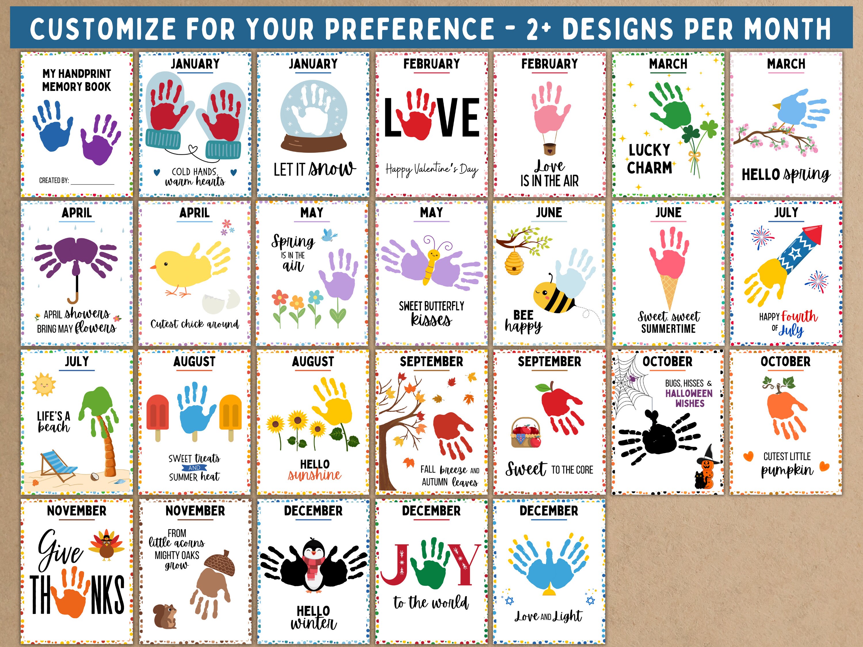 Handprint Memory Book Printable Handprint Craft Monthly Handprint Art ...