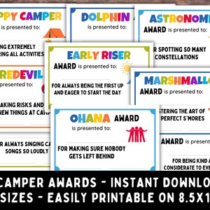 Summer Camp Awards Camper Award Certificates Boys & - Etsy