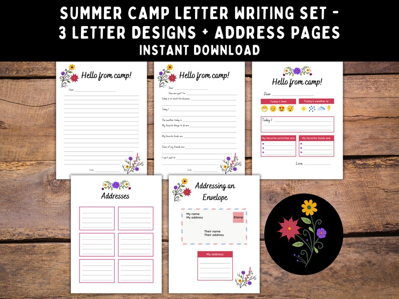 Printable Letter From Camp -- Flowers -- Kids Overnight Camp Notes ...