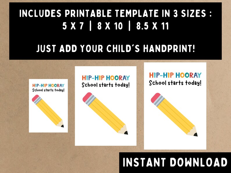 First Day of School Pencil Handprint Craft Printable DIY Craft ...