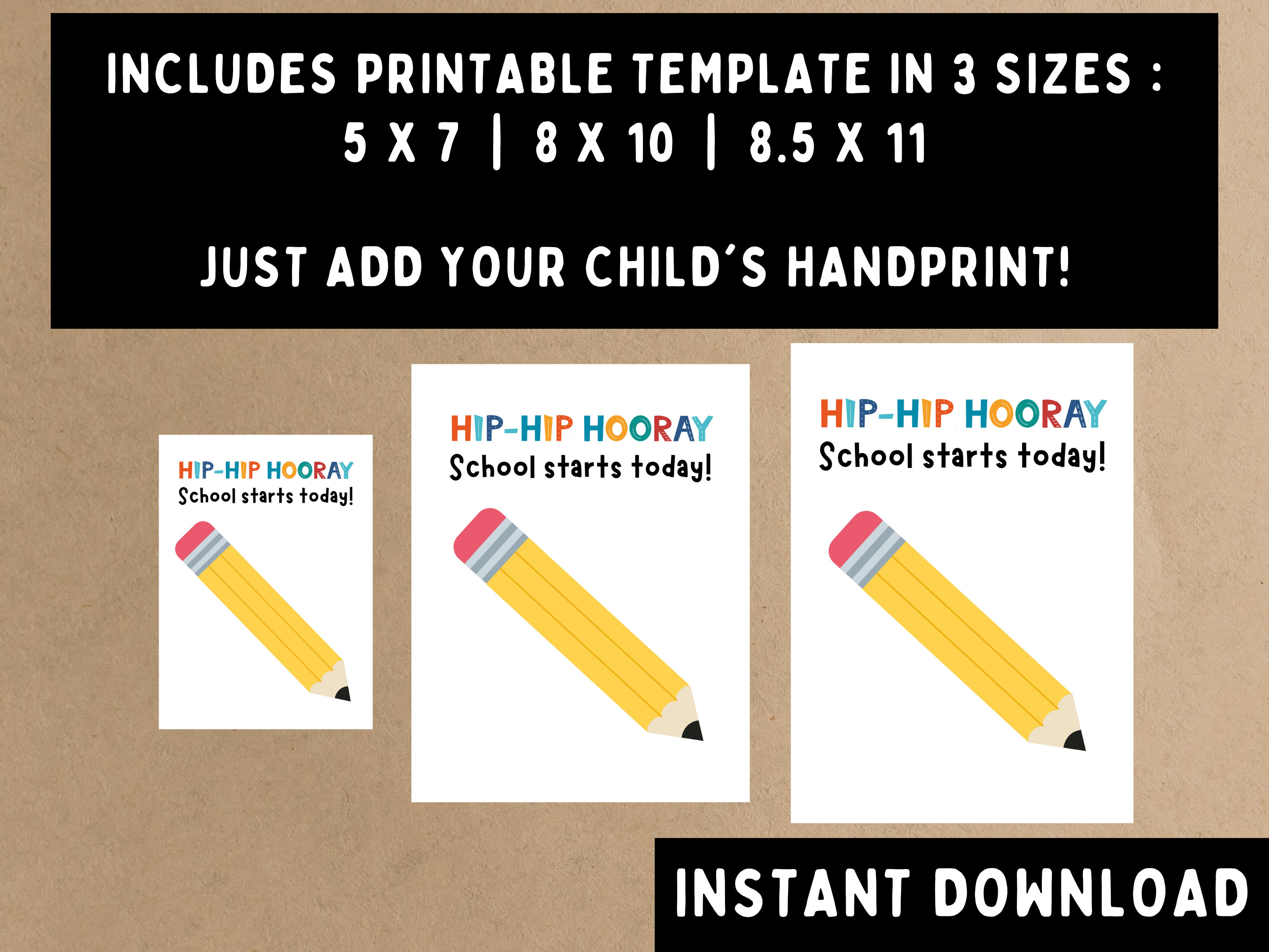 First Day of School Pencil Handprint Craft Printable DIY Craft ...
